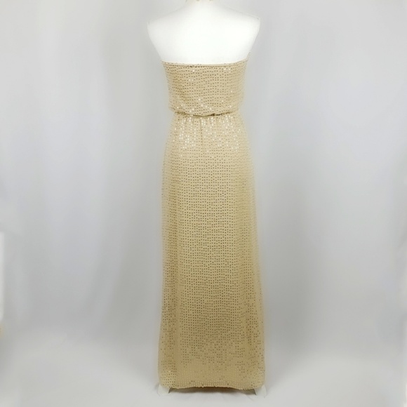 Outback Red | Dresses | Outbackred Gold Sequin Maxi Strapless Dress Sz ...